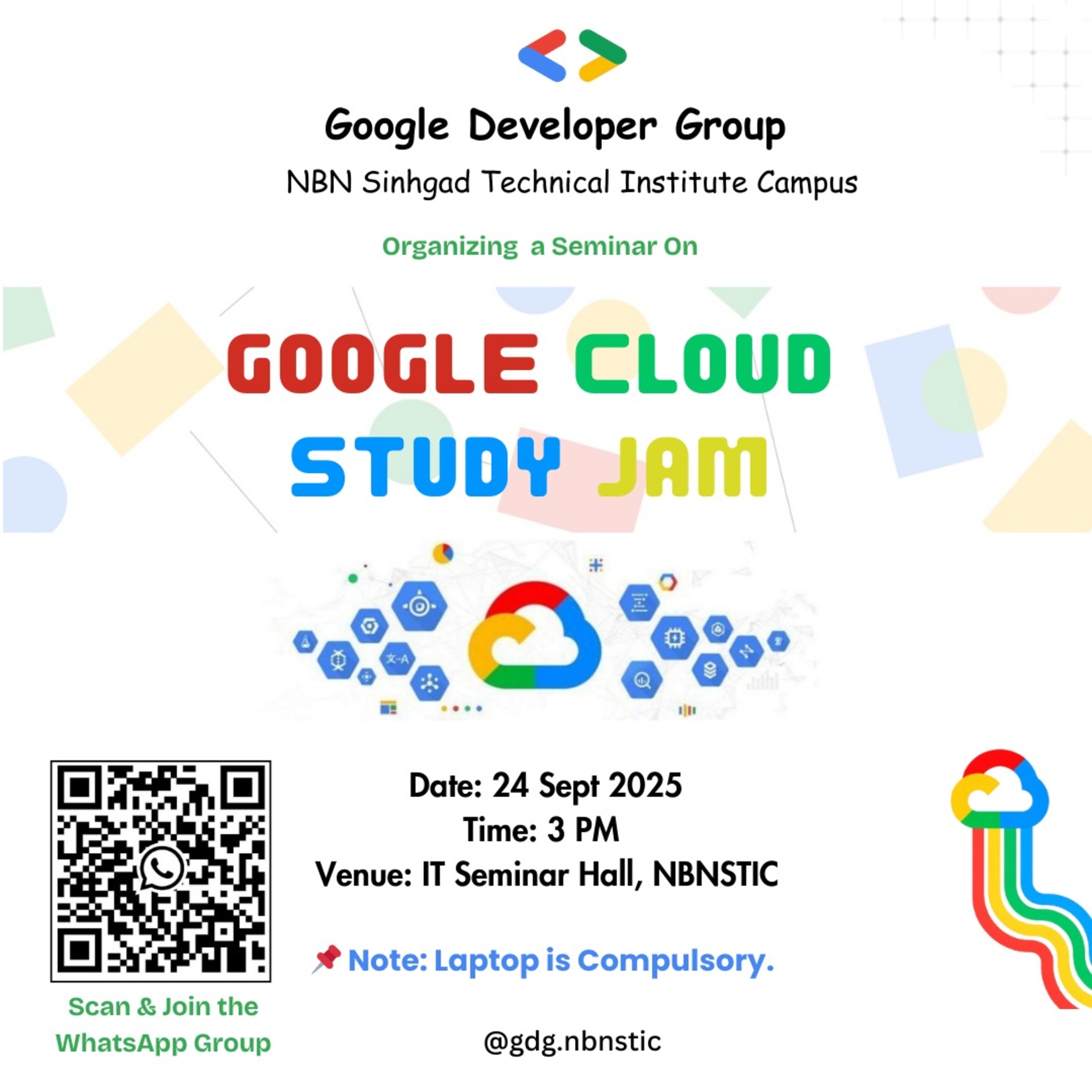 See Google Cloud Study Jams at Google Developer Groups GDG on Campus NBN Sinhgad School Of ...
